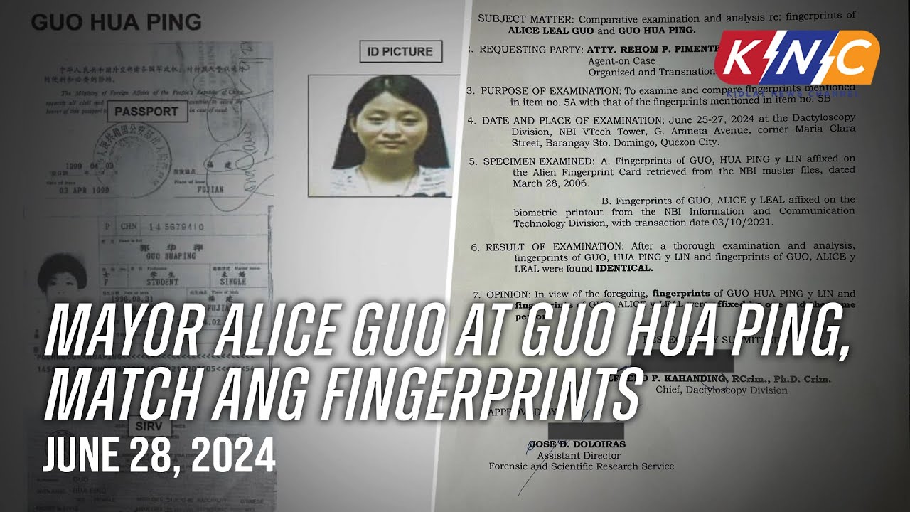 Mayor Alice Guo at Guo Hua Ping, match ang fingerprints | Kidlat News ...