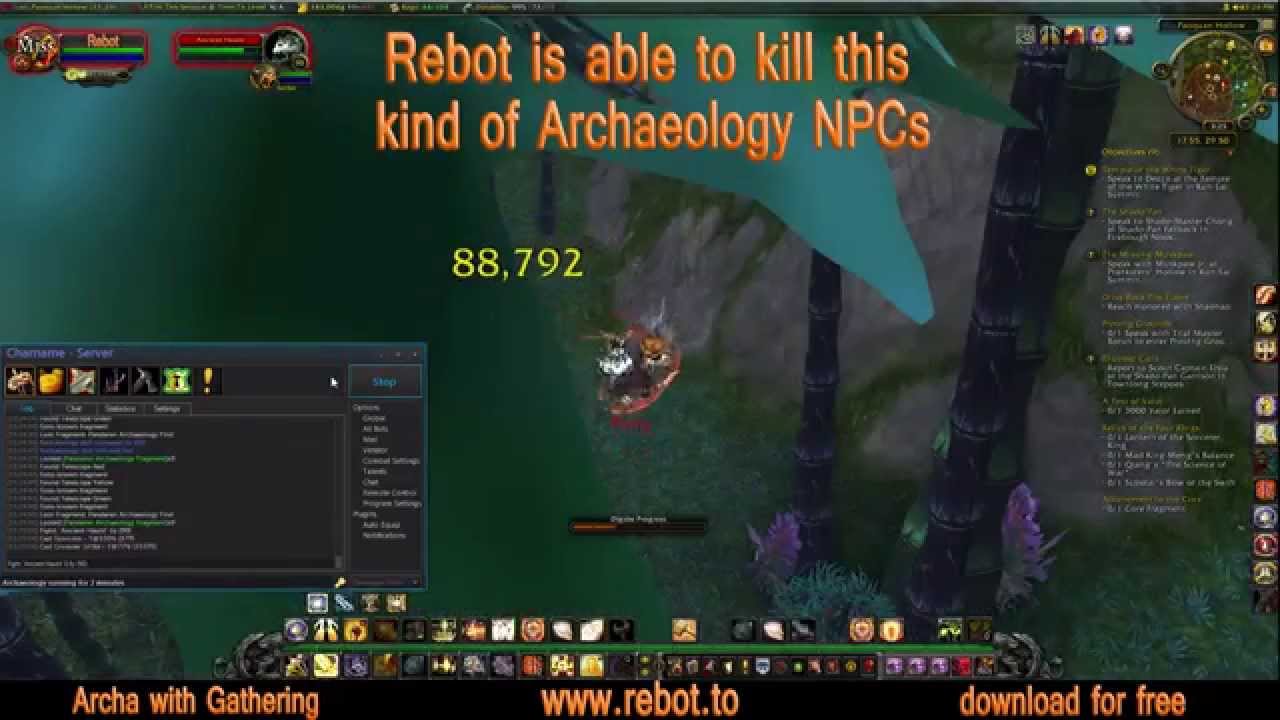 WoWBot ReBot - Archaeology botting in World of Warcraft - YouTube