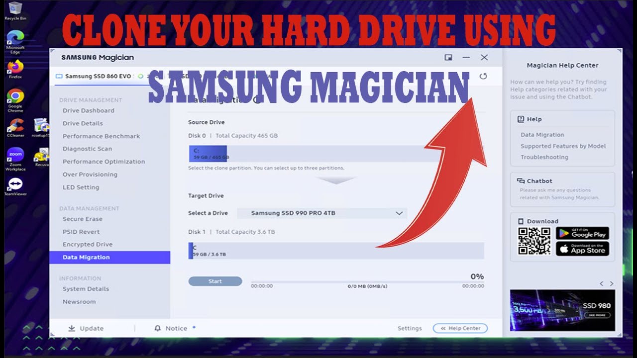 Clone Samsung SSD using Samsung magician software - YouTube