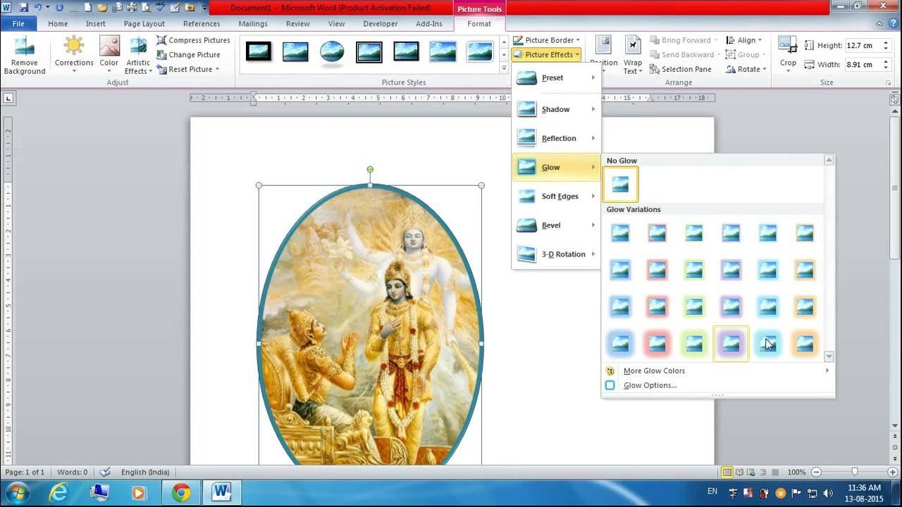 How to Apply Effects on a Picture in MS Word - YouTube