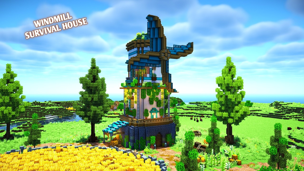 HOW TO BUILD A FANTASY WINDMILL FOR MINECRAFT SURVIVAL || MINECRAFT ...