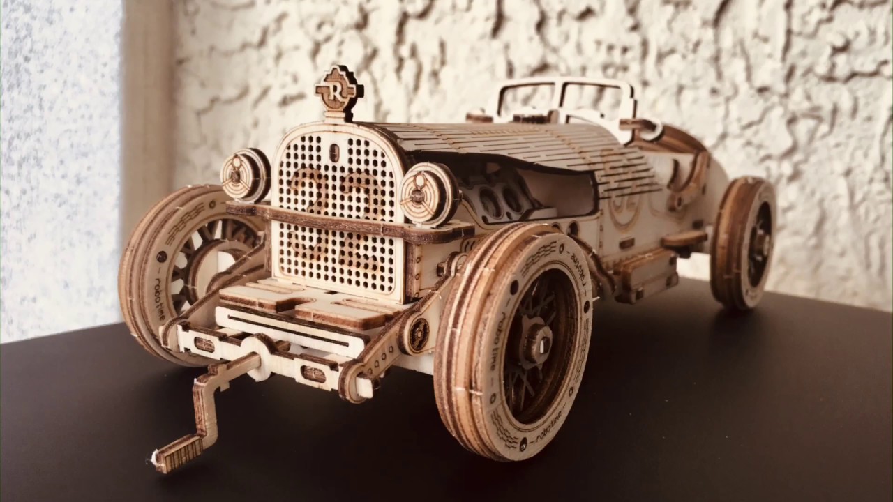 Vintage Grand Prix Car Wooden Model | ROKR 3D Wooden Puzzle - YouTube