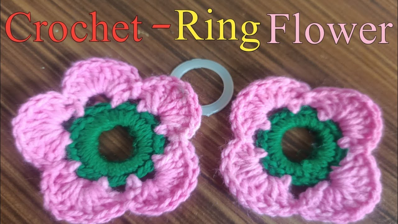 crochet ring flower|Crochet motif making on colorfulvery beautiful ...