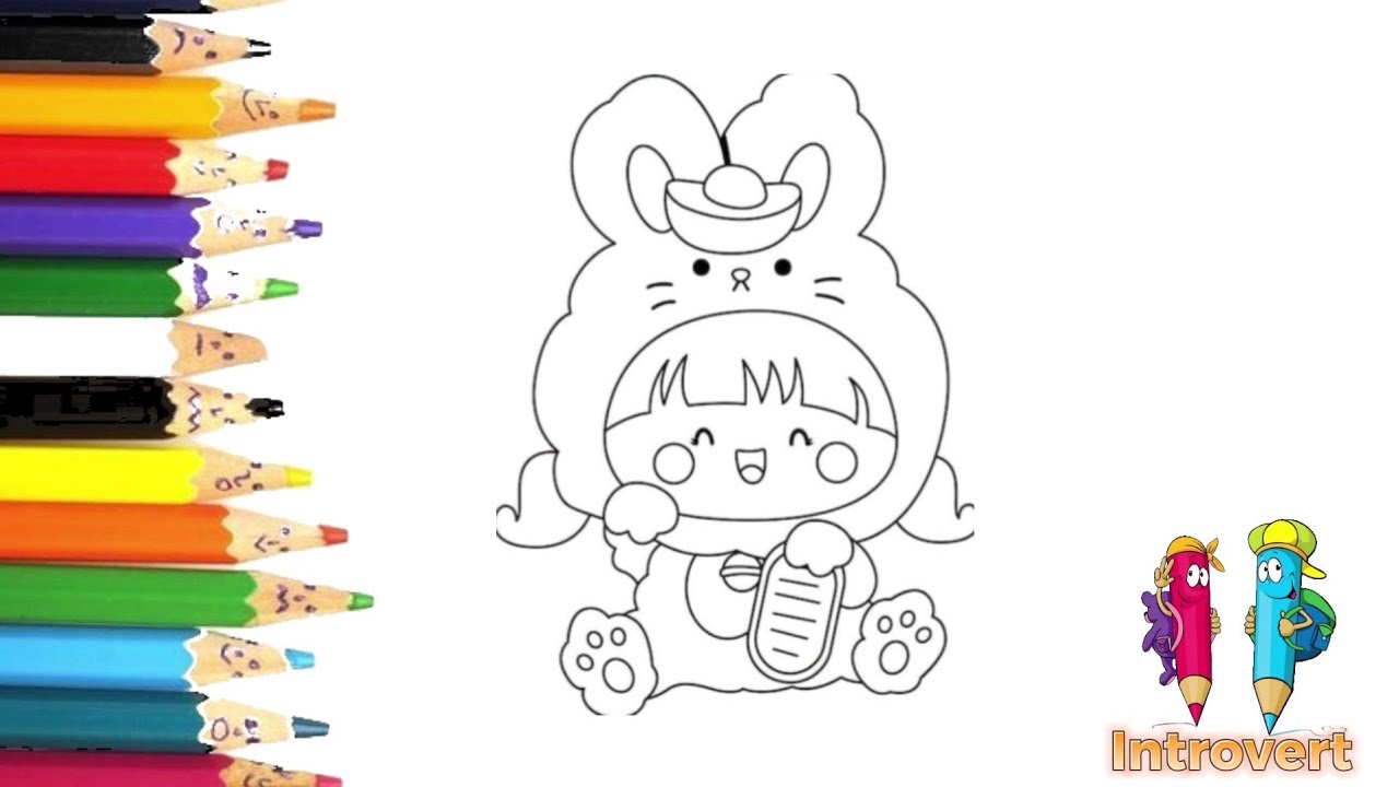 Coloring Cute Rabbit, Coloring pages, Painting for kids and toddlers ...