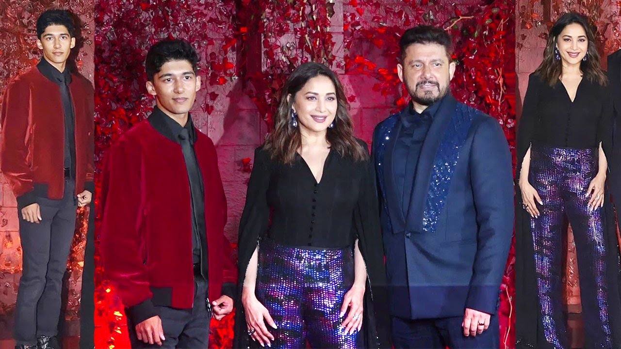 Madhuri Dixit With Hubby Shriram Nene And Son Arin At Karan Johar's ...