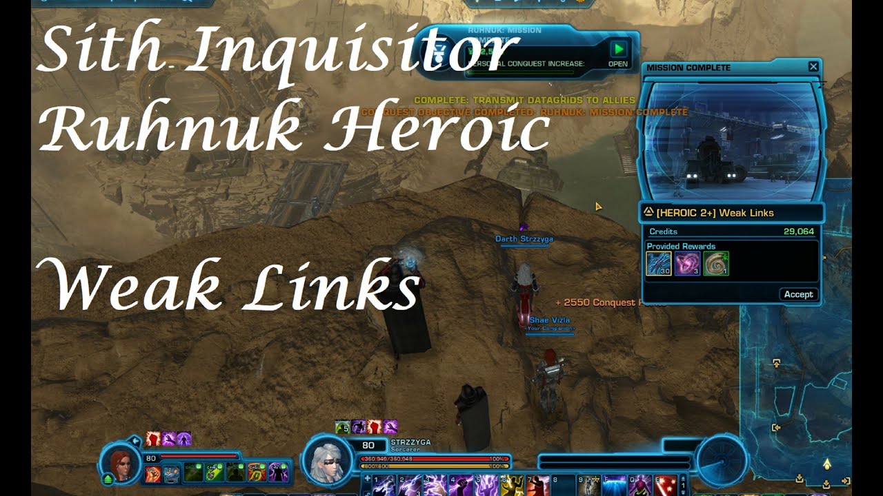 SWTOR Sith Sorcerer Ruhnuk Heroic Weak Links - YouTube