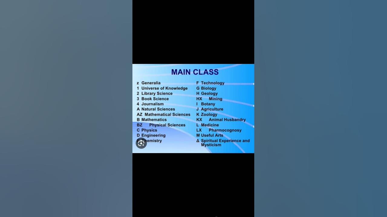 COLON CLASSIFICATION MAIN CLASS - YouTube