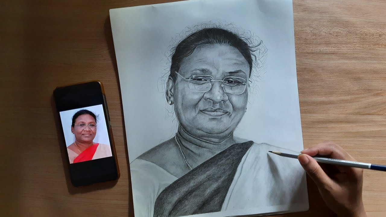 Smt. Draupadi Murmu Ji Drawing /How to draw Hon'ble 15th President of ...