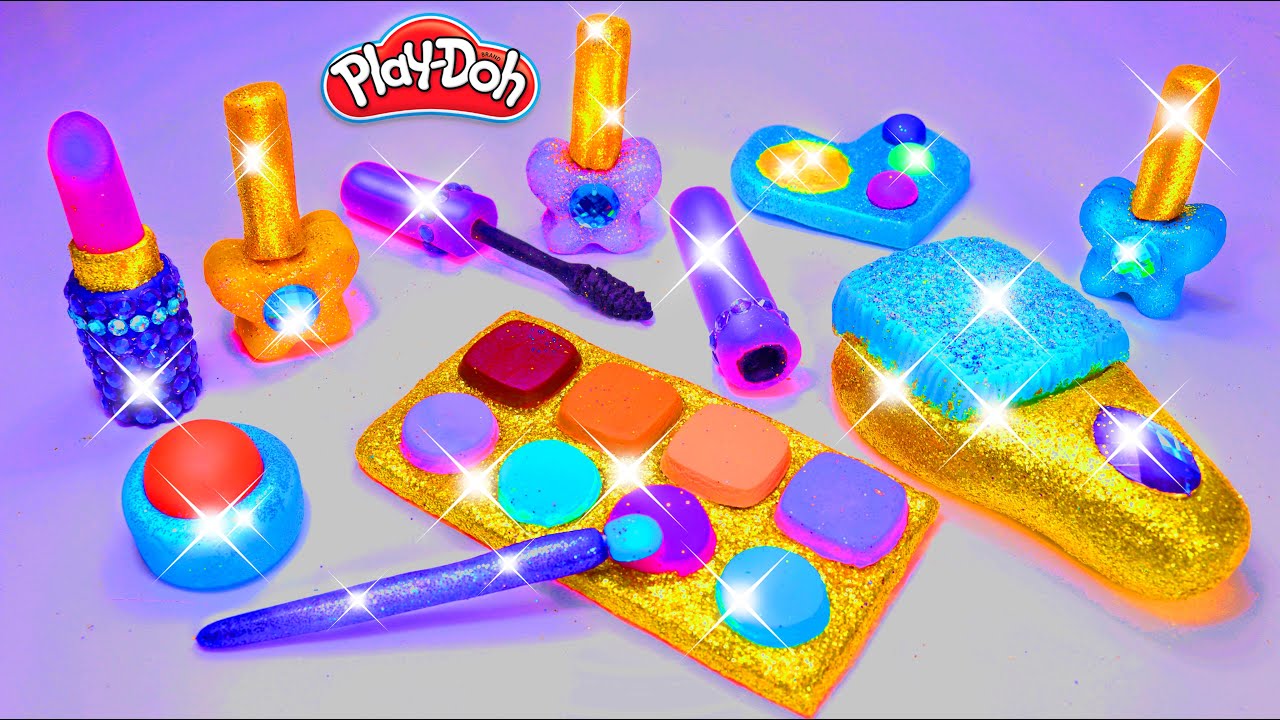 Play Doh Makeup Set How to Make Eyeshadow Lipstick 💄 Nail Polish 💅 with ...