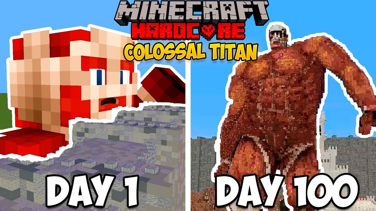 100 DAYS as COLOSSAL TITAN in Minecraft! - YouTube