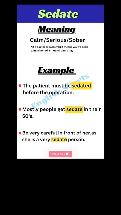 Sedate Meaning English Vocabulary Learnenglish Youtubeshorts Youtube