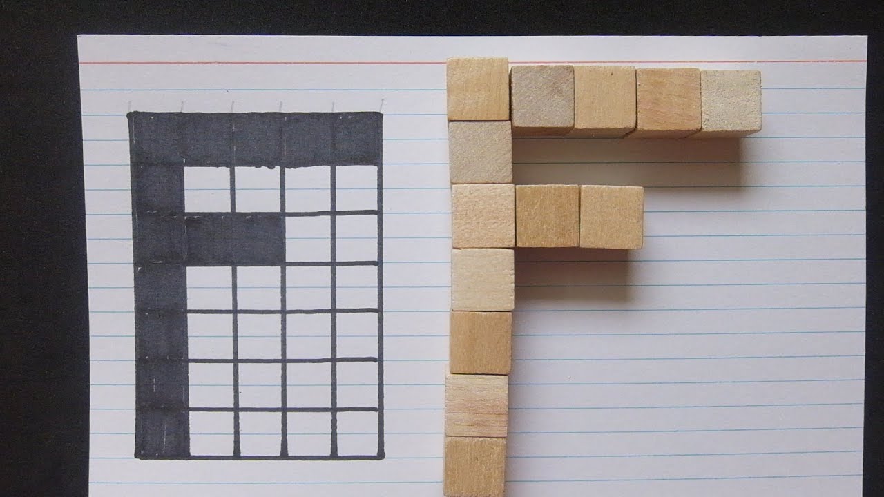 Upper Case Letter F Minecraft Font using Grid and Wood Blocks - YouTube