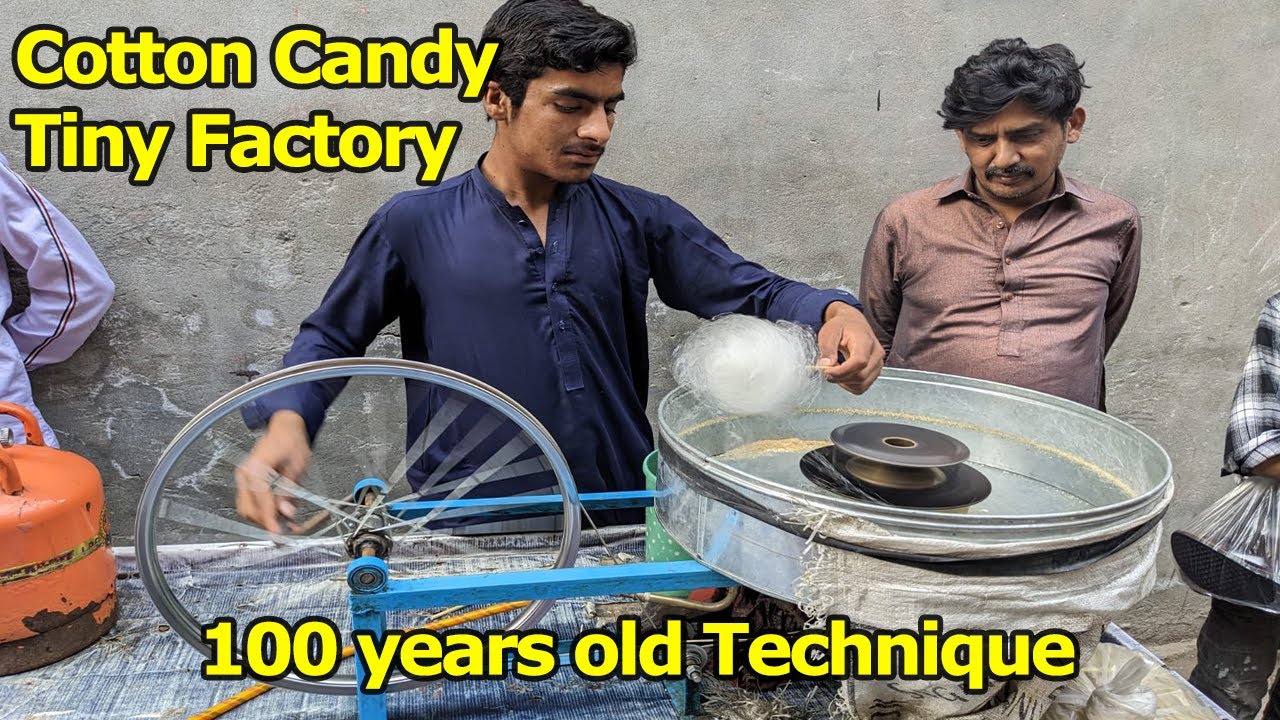 Sugar Cotton Candy 100 years old making process - Cotton candy machine ...