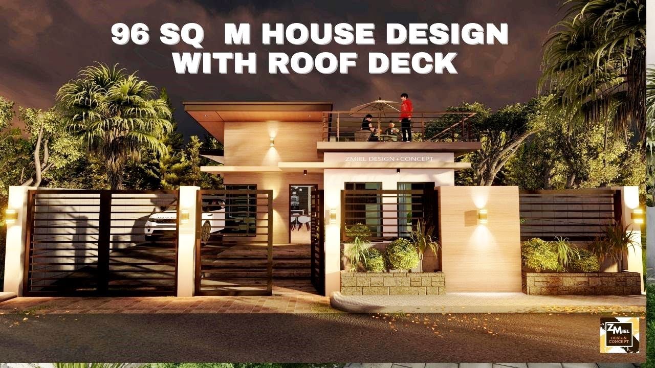 96 SQ M HOUSE DESIGN WITH ROOF DECK YouTube