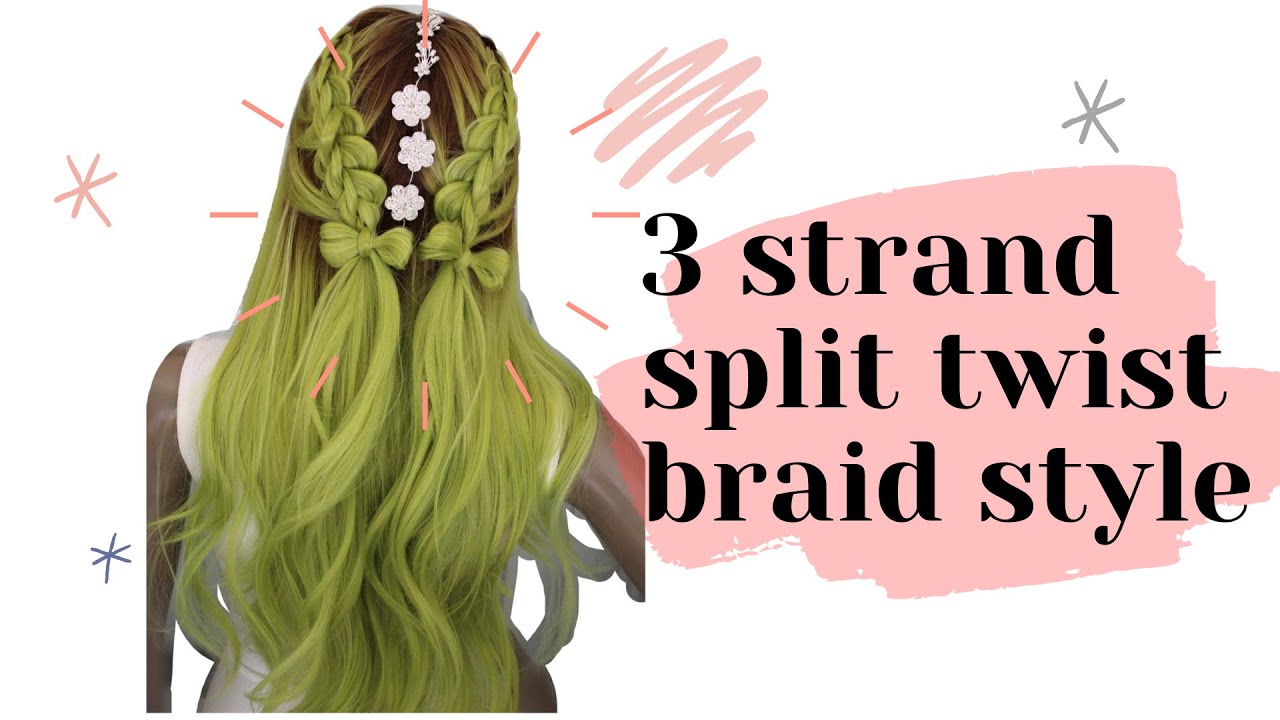 EASY BRAID, 3 STRAND SPLIT TWIST BRAID STYLE/TRENZA FÁCIL - YouTube