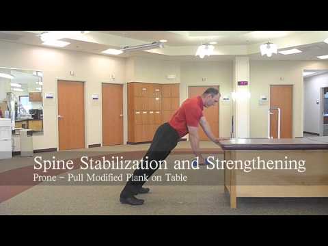 Spine Stabilization-prone-modified plank with a pull - YouTube