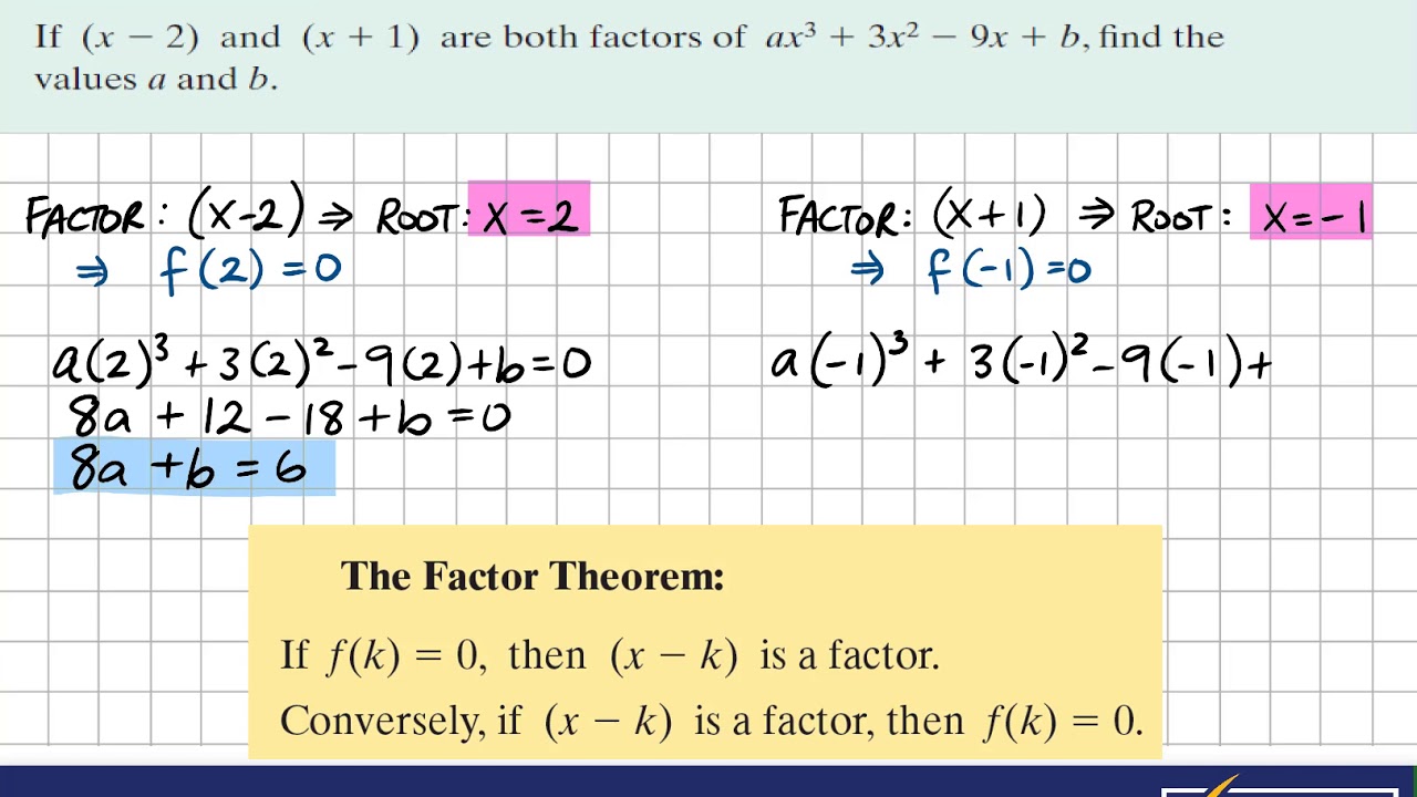 Algebra 2 e.g.9.2 Factor theorem - YouTube