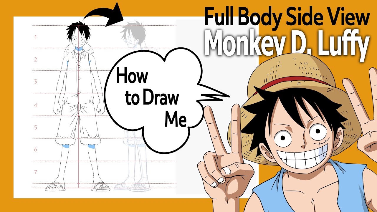 How To Draw Luffy (Side View) - Step By Step - ONE PIECE - YouTube