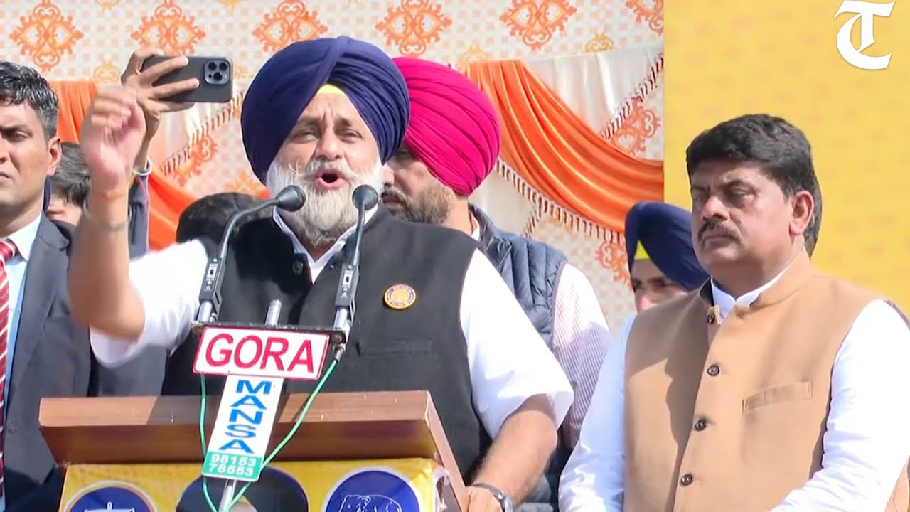 SAD president Sukhbir Singh Badal addresses election rally in Mansa ...