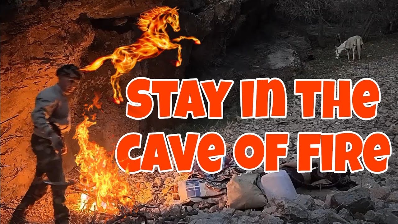 Second night: Lighting a fire with a strange stick in the cave! 🏔️🔥 ...