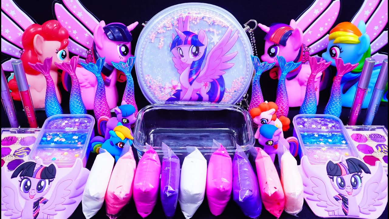 "My Little Pony" Slime. 🌈Twilight Sparkle🌈 Mixing Makeup into clear ...