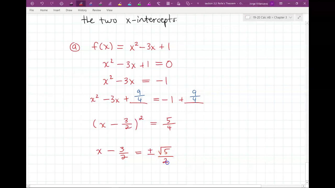 Section 3.2(A) Rolles Theorem - YouTube