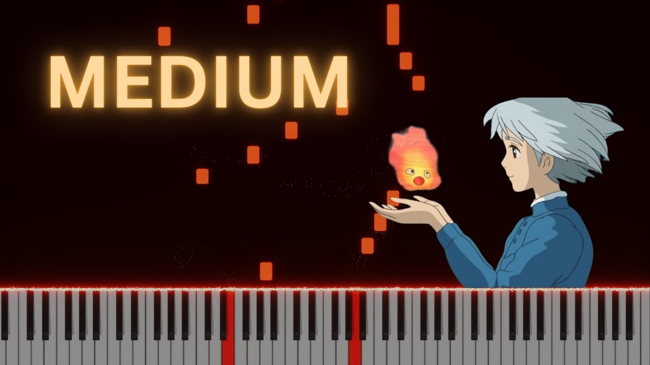 Howl's Moving Castle Theme Song MEDIUM Piano Tutorial - YouTube