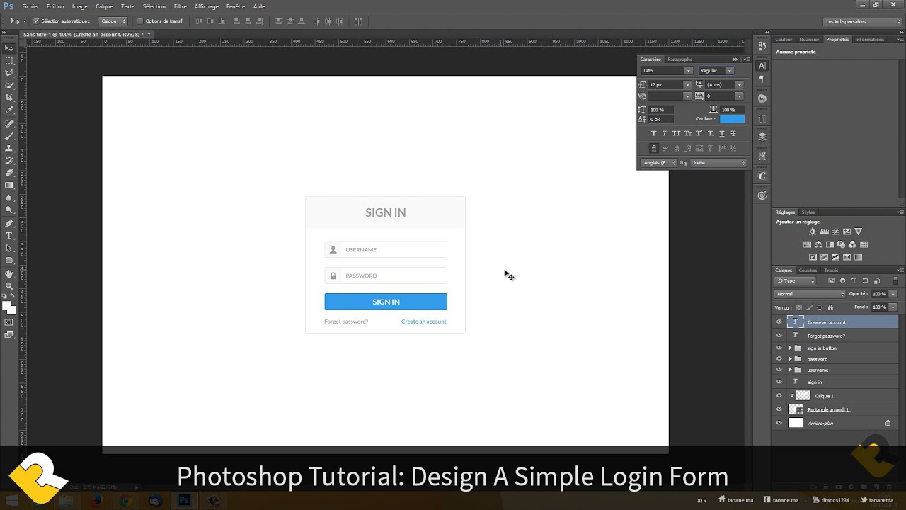 Photoshop Tutorial: Design A Simple Login Form - YouTube