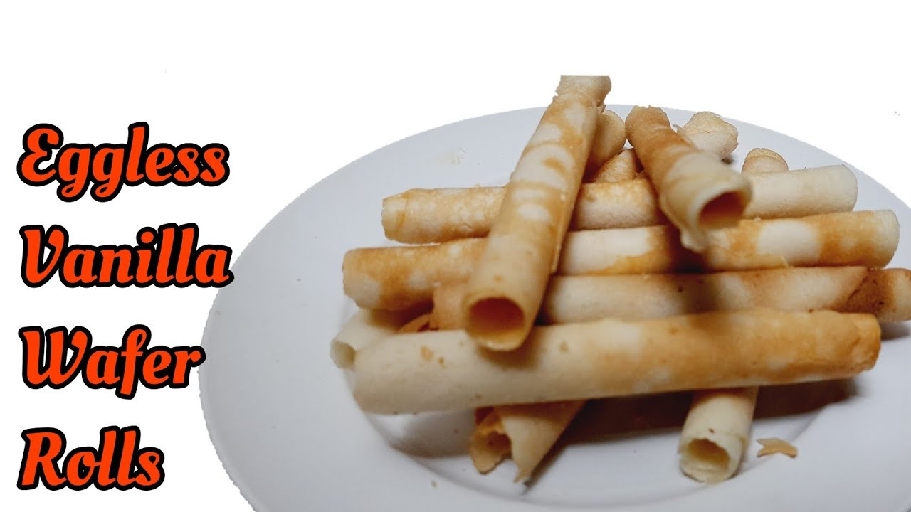 Eggless Vanilla Wafer Rolls Without Oven | No Fail Crispy Cigarette ...