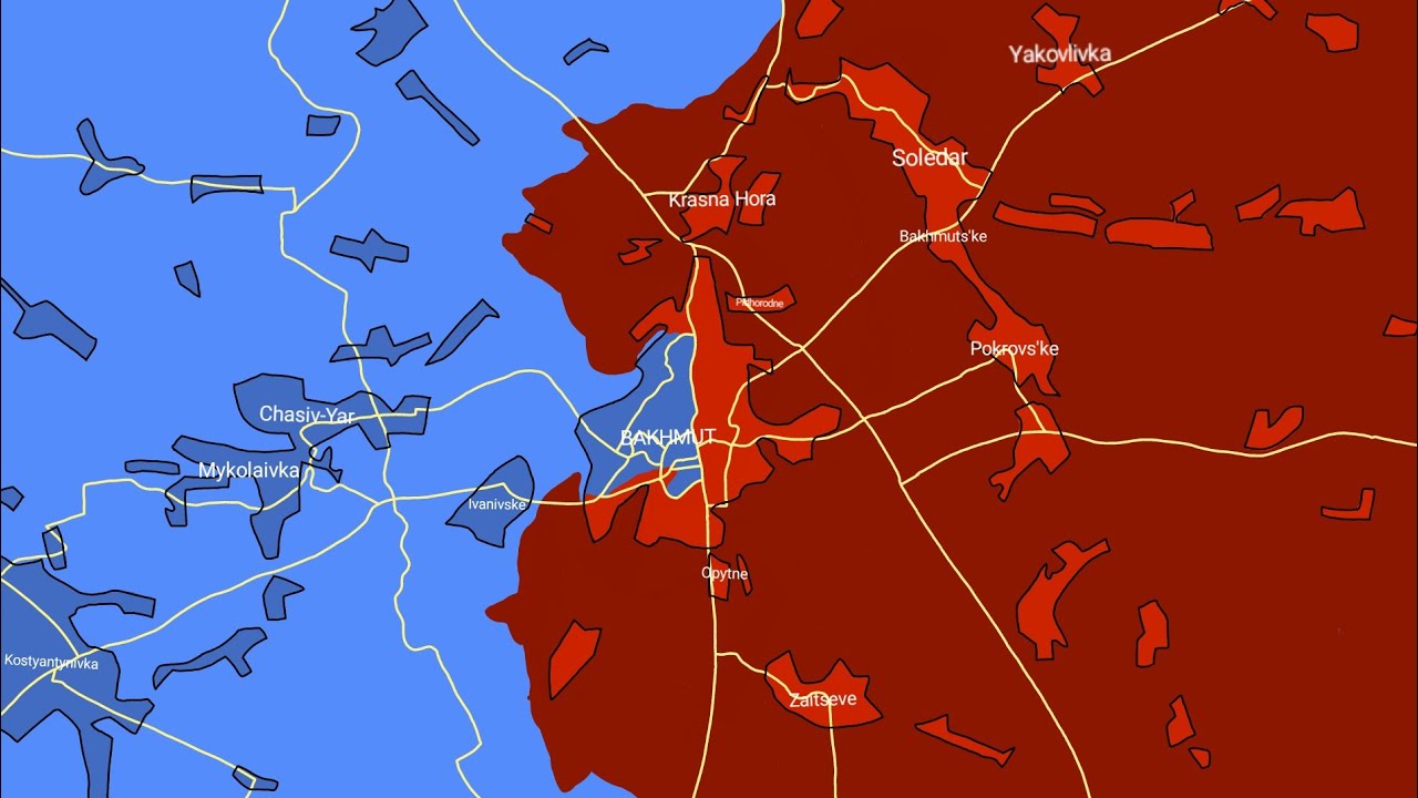 Capture of Bakhmut by Russian soldiers, Battle for Bakhmut on the map ...
