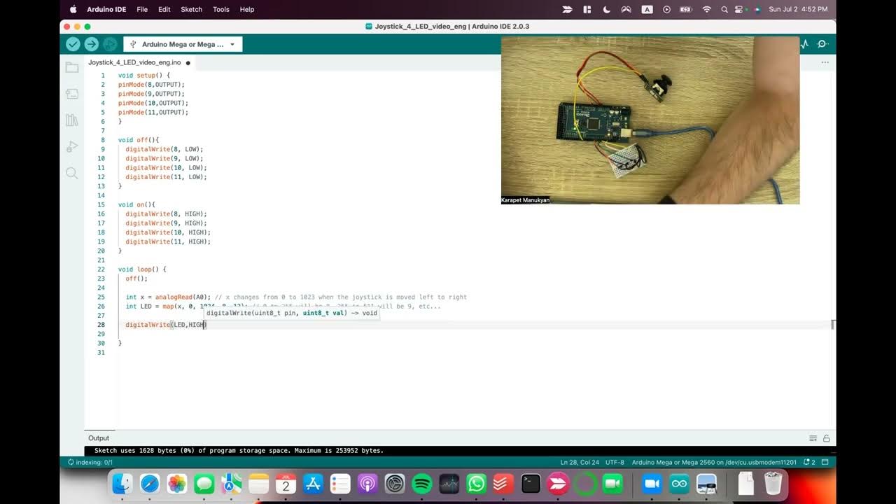 Arduino Joystick tutorial. Controlling a sequence of 4 LEDs using a joystick module - YouTube