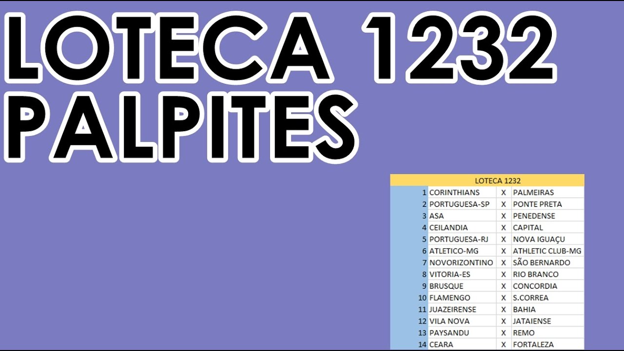 LOTECA 1232 - PALPITES DOS 14 JOGOS!!!! - YouTube