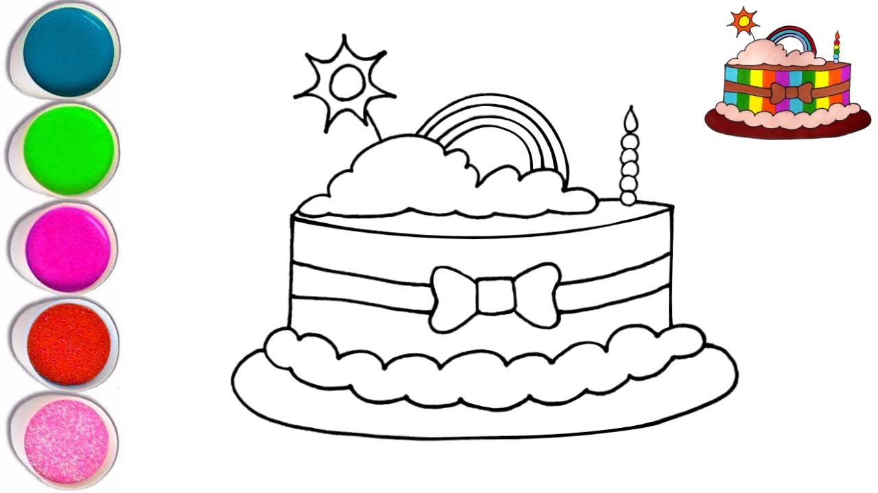 How to Draw a Rainbow Cake for Kids | Easy Art Tutorial 🎨 🌈 - YouTube