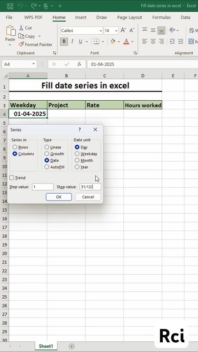 Fill date series in excel 💯 #exceltutorial #exceltips #exceltricks #spreadsheets - YouTube