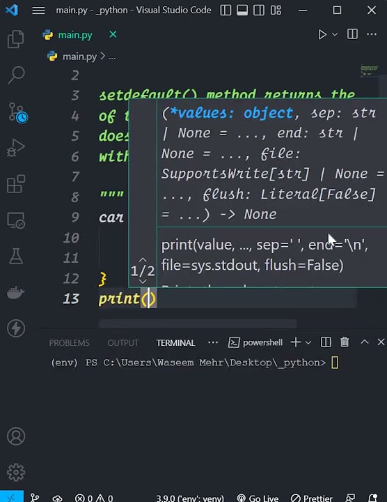 Setdefault Method In Python Shorts Short Youtube