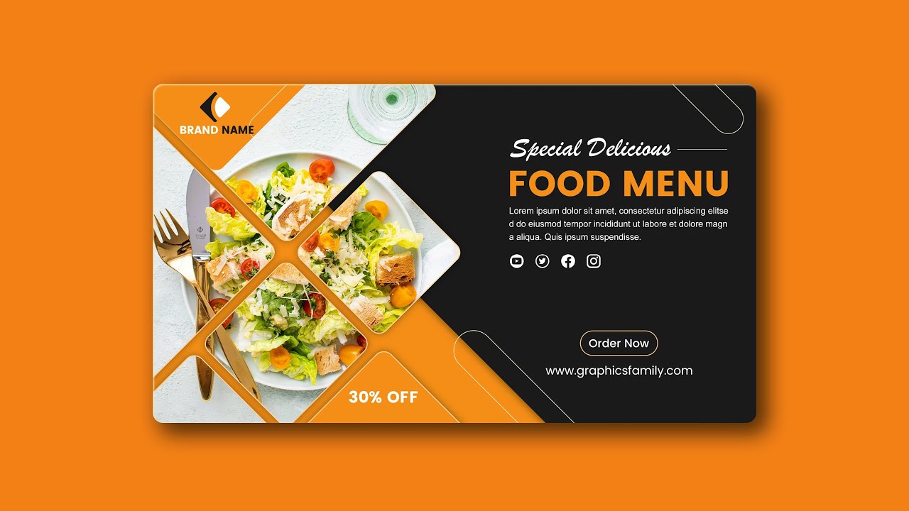 Photoshop Tutorial | Professional Web Banner Design | Restaurant Menu ...