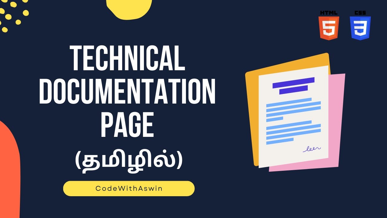 Technical Document Page For Beginners In Tamil Codewithaswin Css Css3 Html Beginners Html5