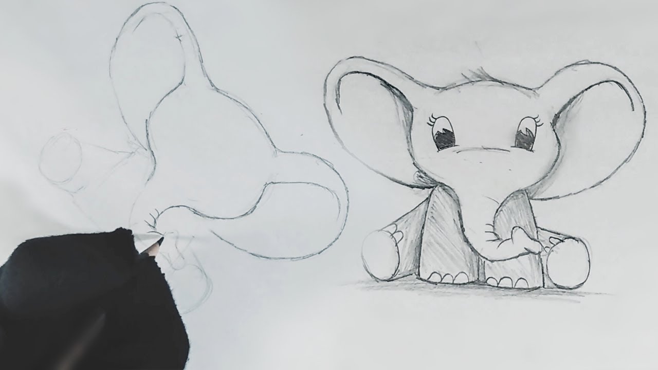 Baby Elephant sketching / Kids / Kachi pencil - YouTube