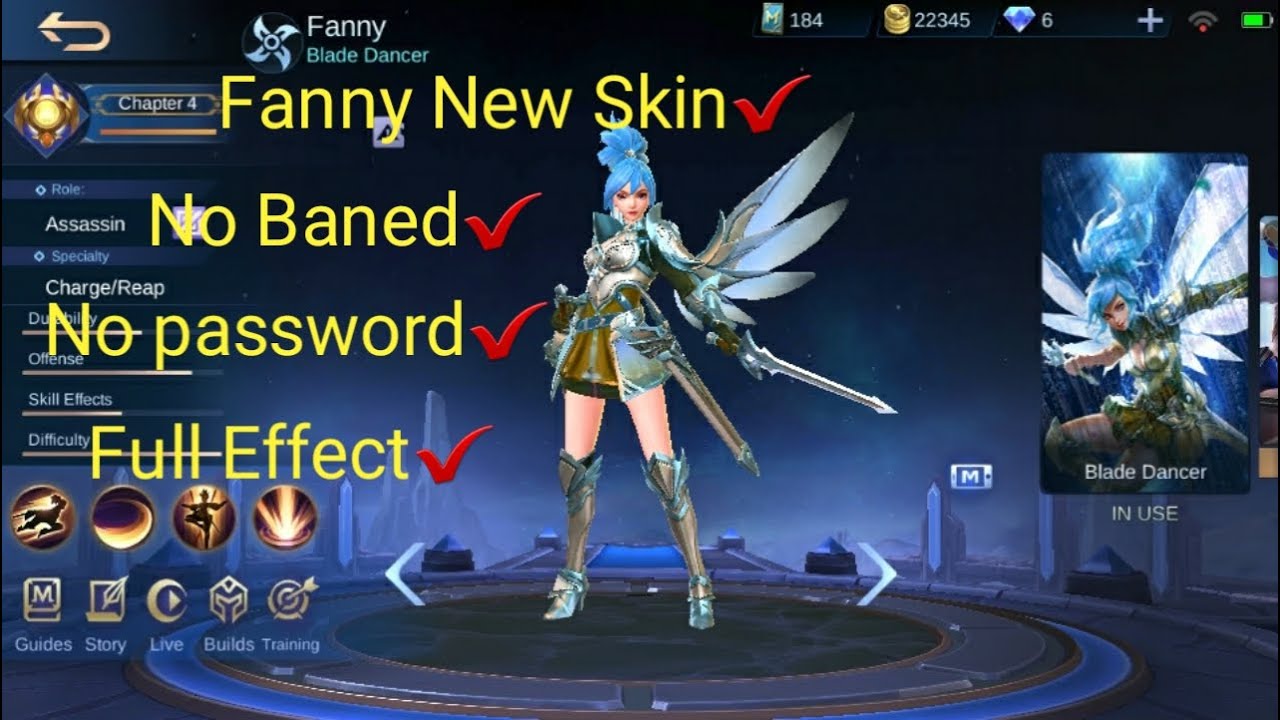 New Skin Fanny Lightning!! Free, no ban, full effect - YouTube