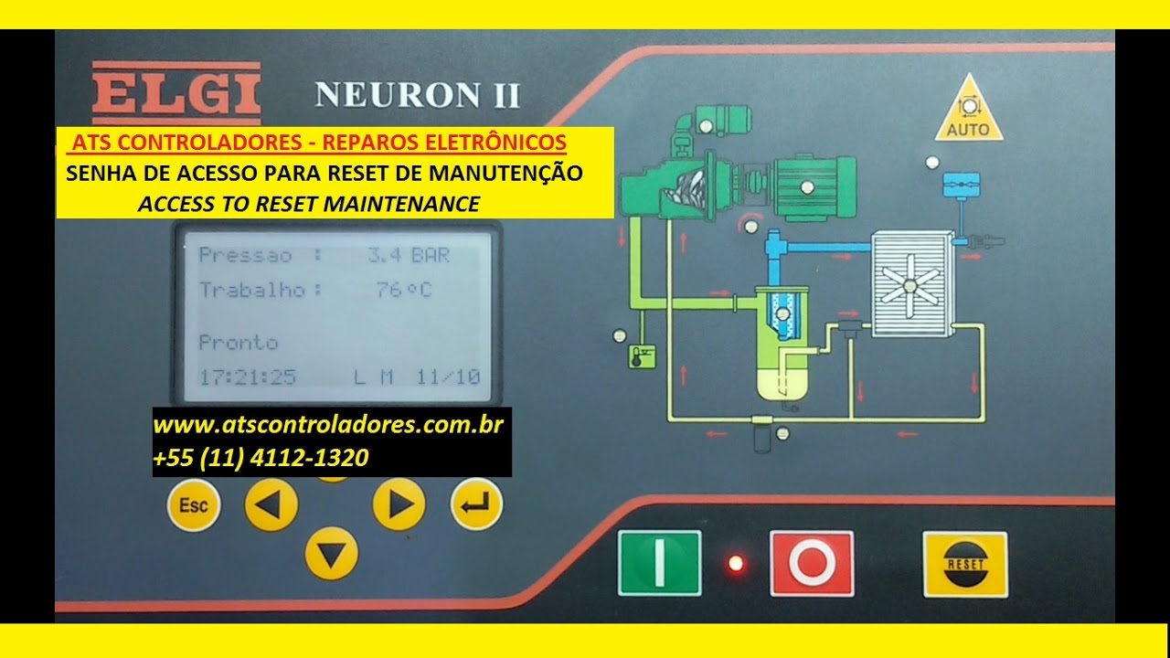 Elgi Controller Neuron II - Senha de Manutenção - YouTube