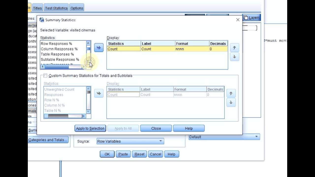 SPSS Tables - Frequency or Cross table of a Multiple Answers question (using Custom Tables ...