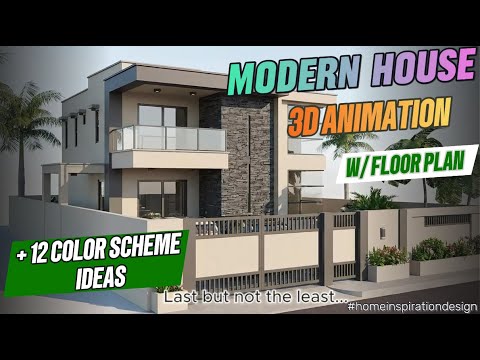 Modern House 3D Animation w/ Floor Plan + 12 Color Scheme Ideas - YouTube