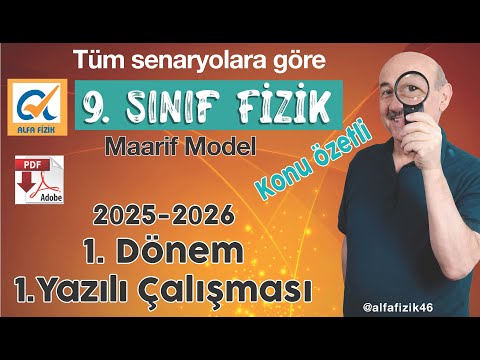 9. SINIF FİZİK 1. DÖNEM 1. YAZILIYA HAZIRLIK - 9. SINIF FİZİK YAZILI PROVASI - 2026 + PDF + ÖZET