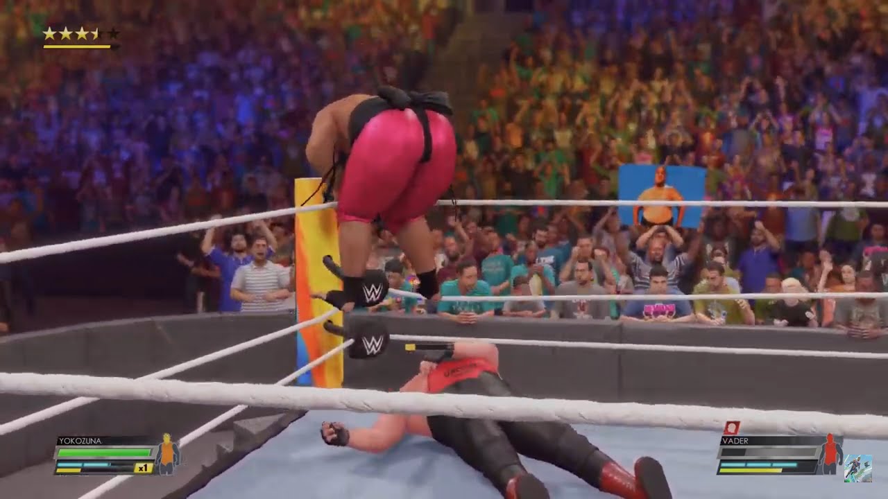 WWE 2K22 PS5 Yokozuna Banzai drops on Vader for the epic win - YouTube