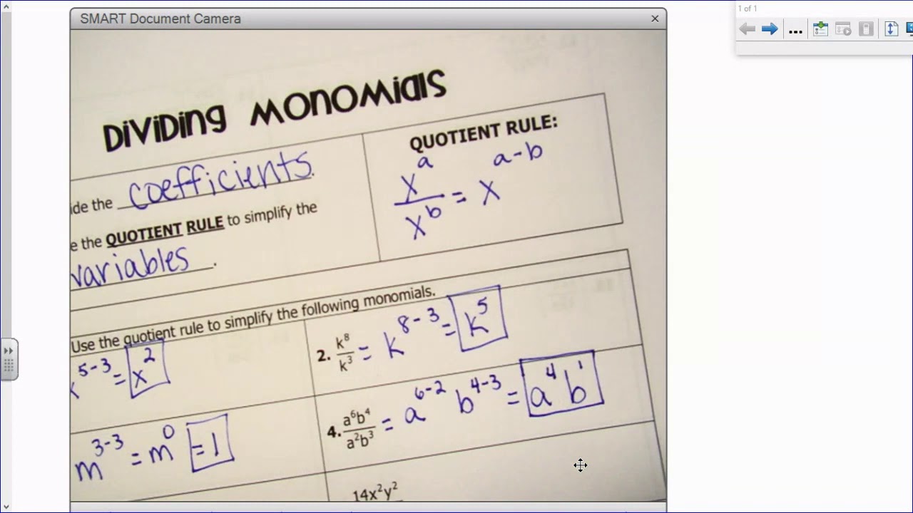 Dividing Monomials Notes - YouTube