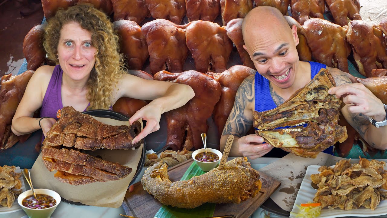 INSANE Street Food in Quezon City Philippines - CRISPY PATA & ULO PIG ...