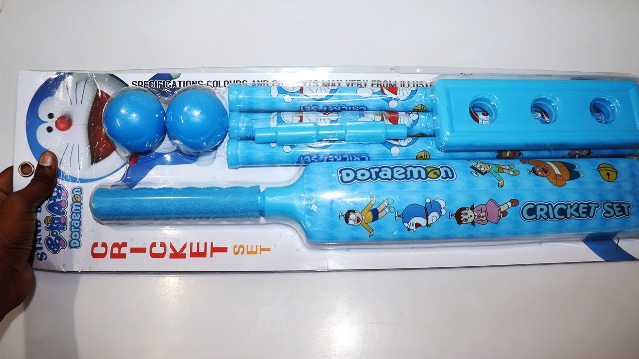 Doraemon Cricket Set Unboxing | 2Balls,Stumps,Wickets - YouTube