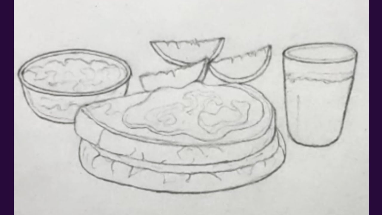 How to draw Breakfast #howtodraw #breakfast #bread #jam #juice #fruit # ...