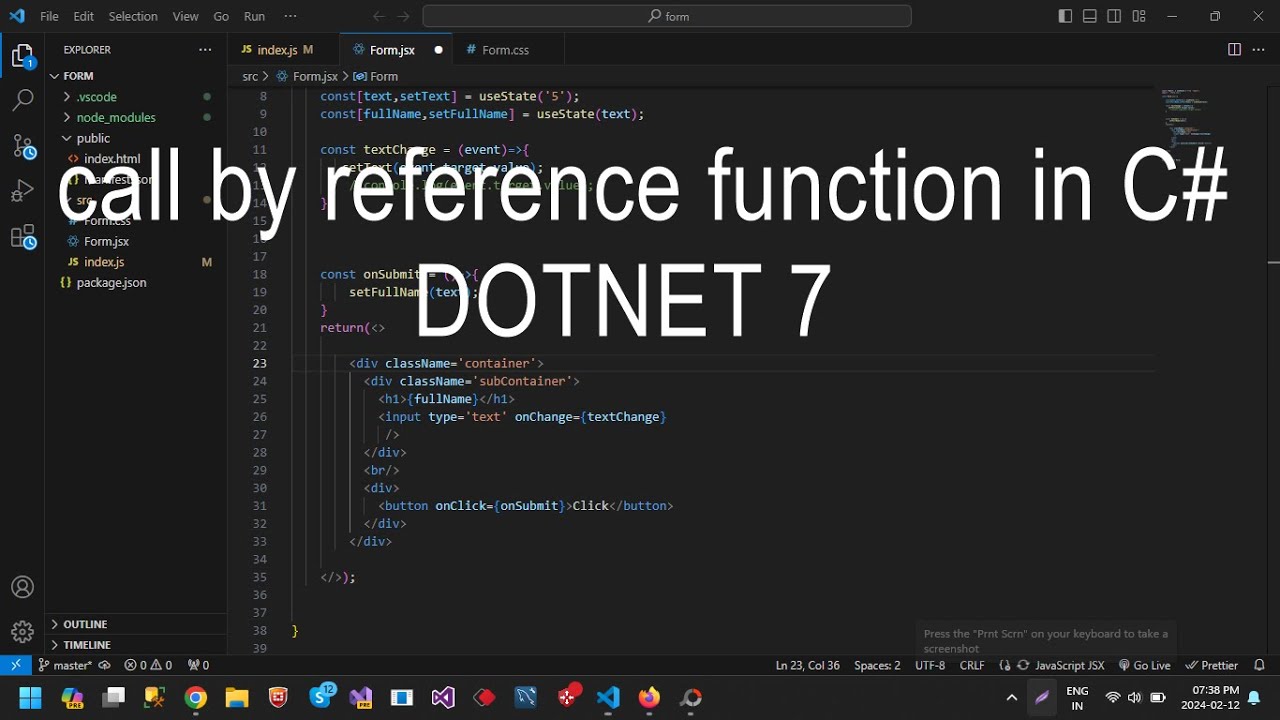Call by reference function in C# programming using Visual Studio 2022 ...