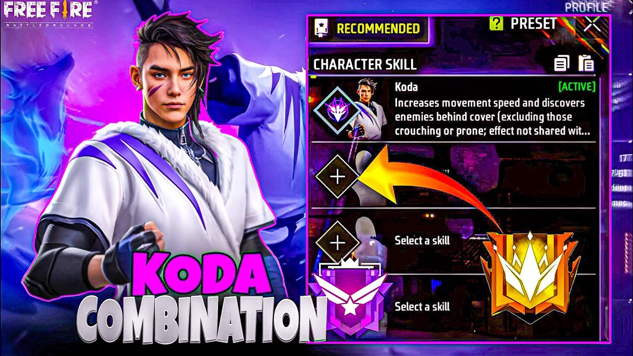 BR RANK BEST CHARACTER COMBINATION IN FREE FIRE ‎ || KODA CHARACTER ...